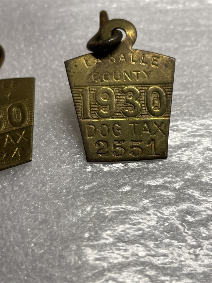 Rare Vintage Original Brass 1930 LaSalle County Illinois DOG TAG ...