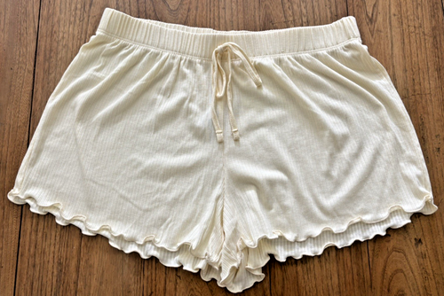 Primark Pale Yellow Ribbed Ruffle Edge Lounge/Pj Shorts Drawstring ...
