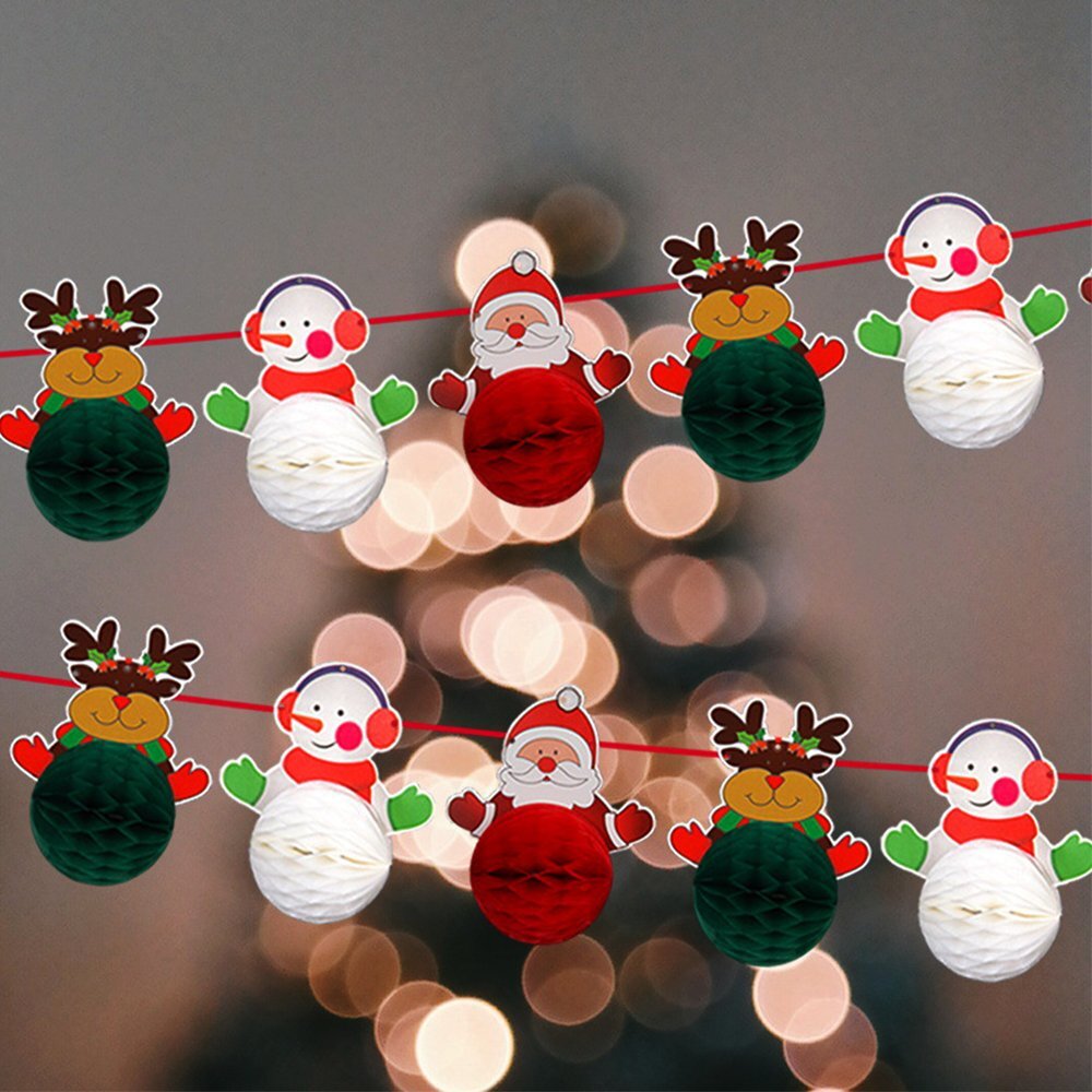 Merry Christmas Santa Snowman Bunting Banner Garland Xmas Party Hanging ...