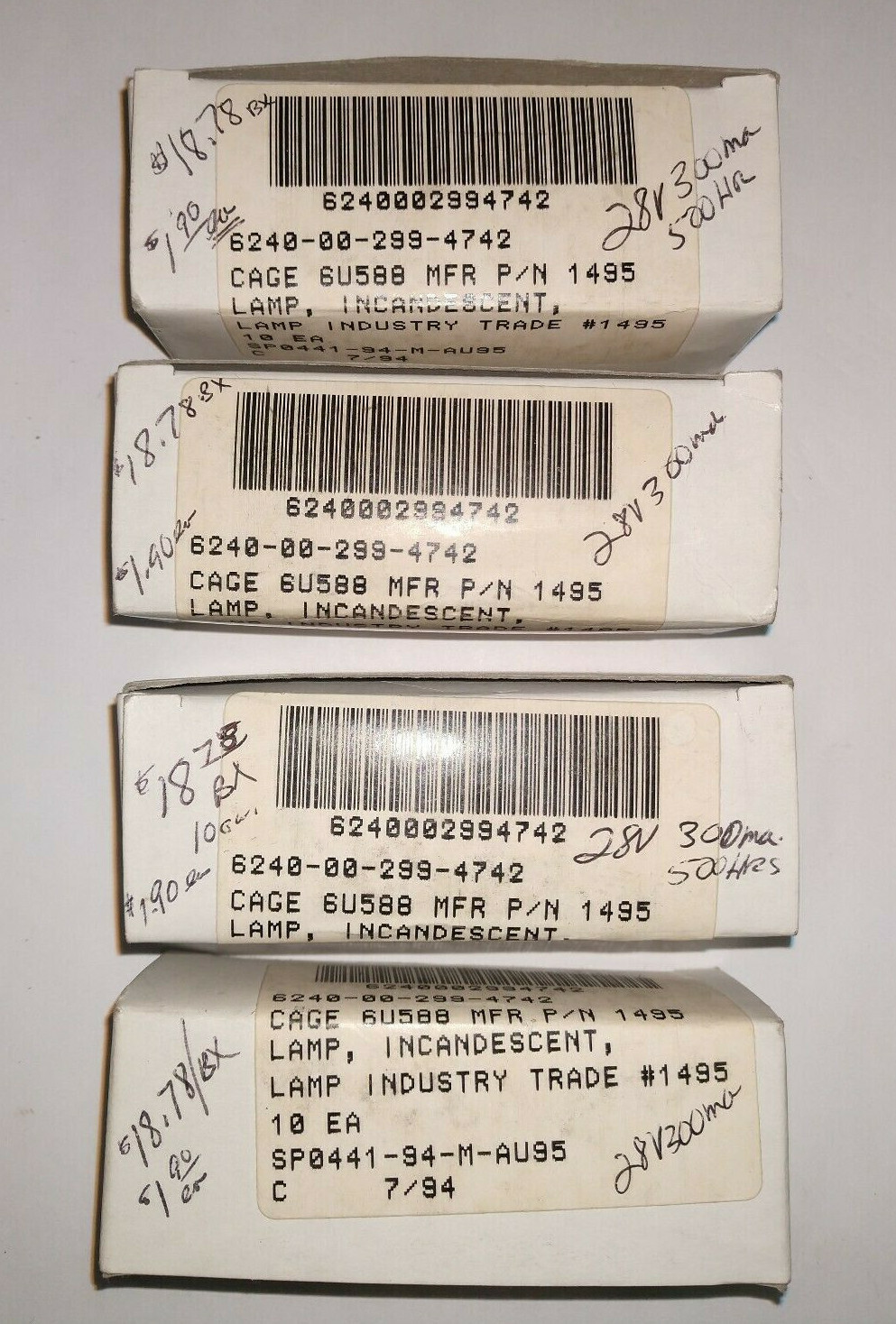 LOT OF 10 LAMP TECHNOLOGY 1495 INCANDESCENT BULB 28V | eBay