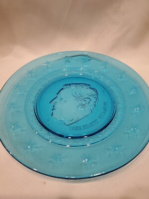 Wheaton President Woodrow Wilson plate blue glass 8" | eBay