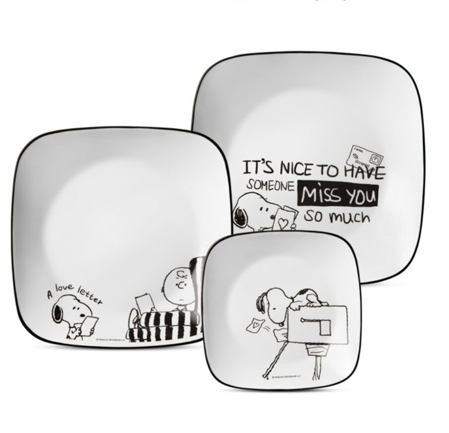 Corelle x Peanuts Snoopy &charlie Square 10p set Dinnerware/Plate,Bowl ...