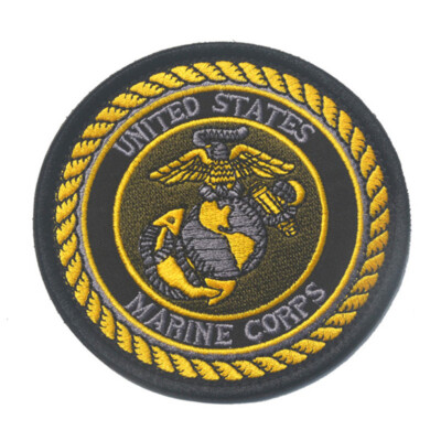 US MARINE CORPS USMC Embroidery Military Hook Loop Round Patch Emblem 3 ...