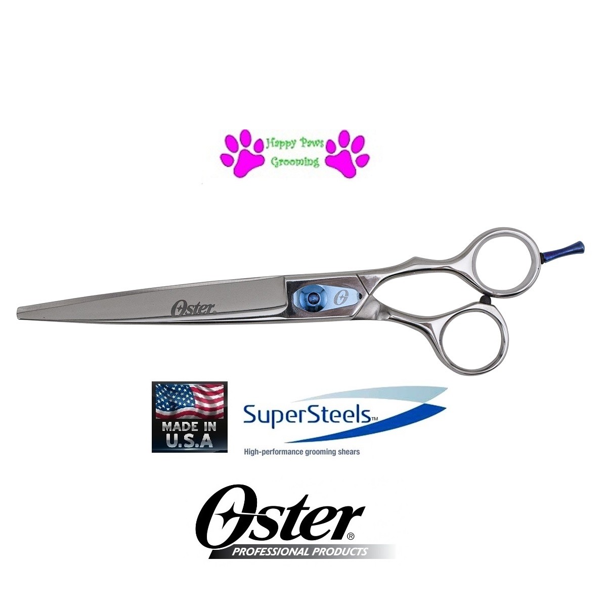 Oster PRO SuperSteels CONVEX 2 HEAVY 8" STRAIGHT SHEAR SCISSOR&CASE Pet ...