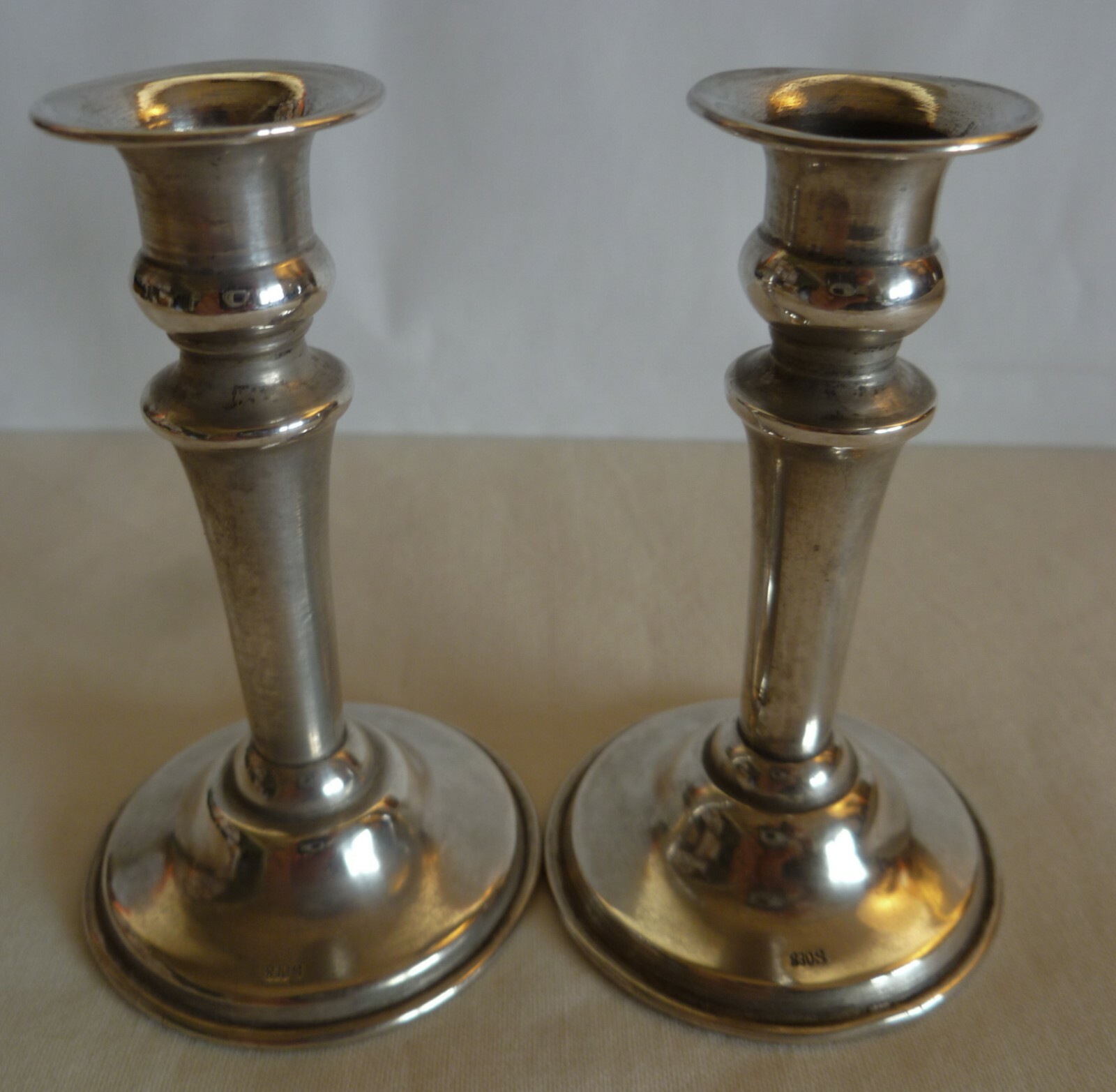 PAIR OF 830s SILVER MINIATURE CANDLESTICKS-- NORWAY DENMARK ...