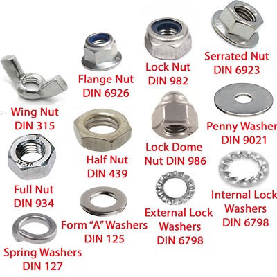 Serrated Flange Wing Half Lock Nuts Lock Spring Penny Washers A2 ...