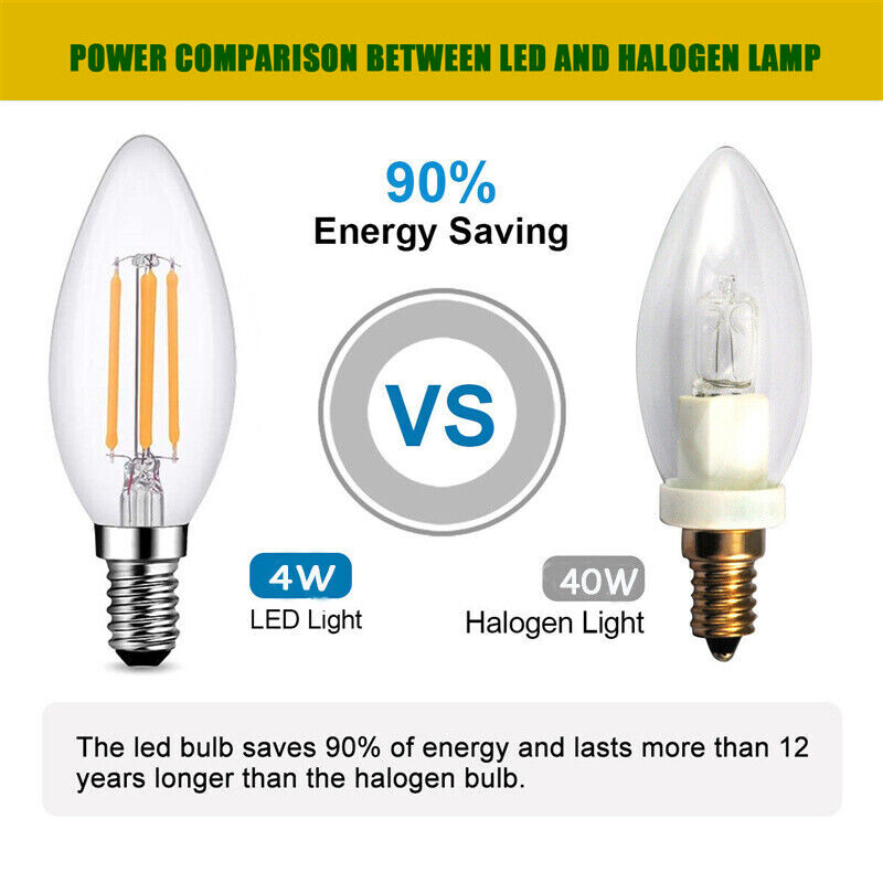 Small Screw 40 Watt Candle Bulb E14 4W=40W LED SES Candle Light Bulbs ...