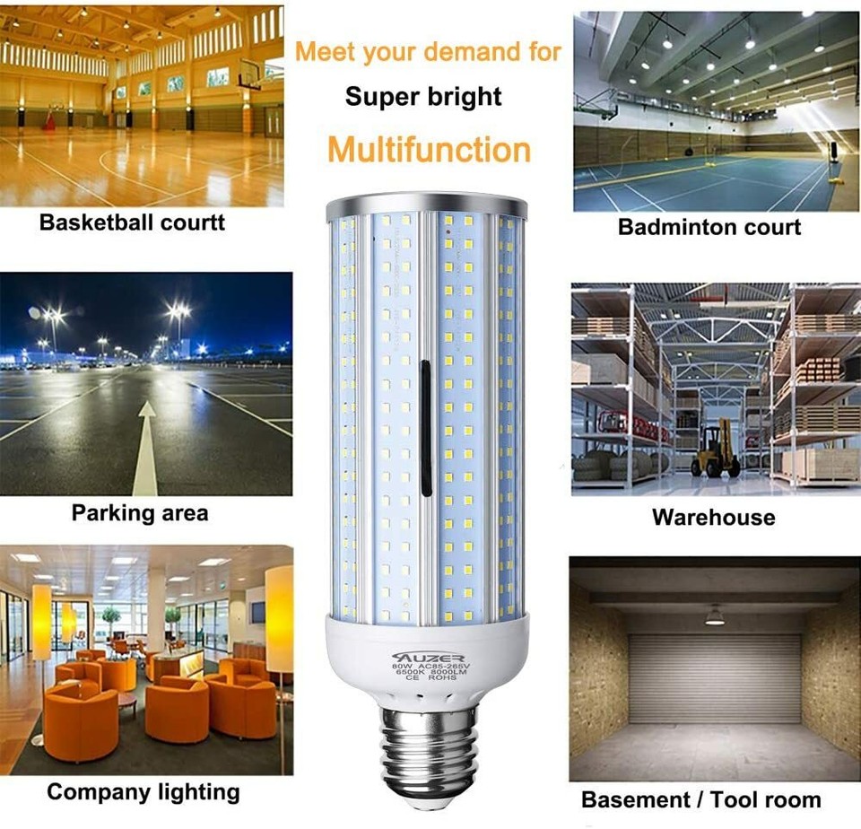 80W LED Corn Light Bulb, Large Mogul Base E39 LED Bulb, AC 85V-265V ...