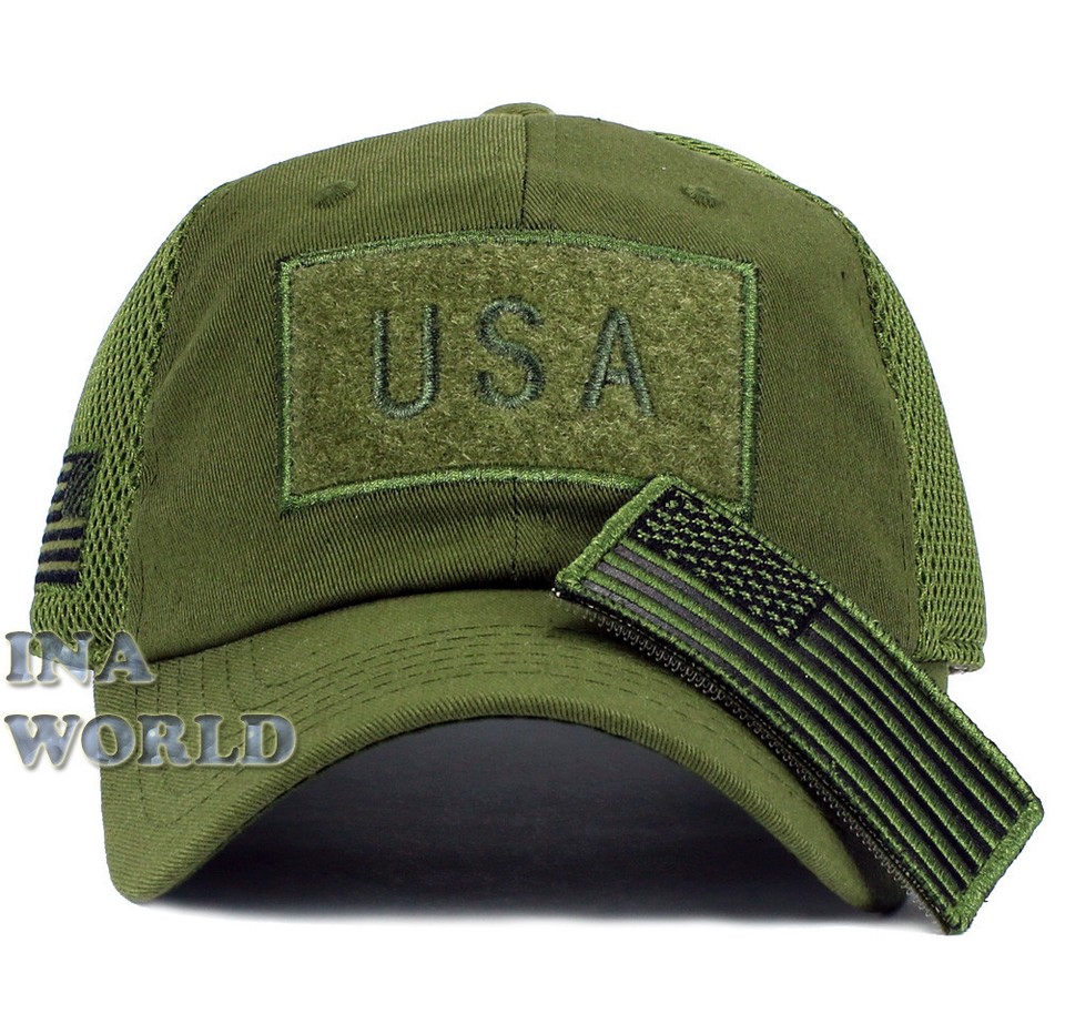 USA Flag Hat Detachable Patch Tactical Operator Micro Mesh Military ...
