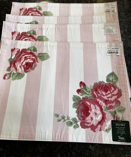 Laura Ashley Tobin USA Country Roses Pink Placemats Shabby Cottage New ...