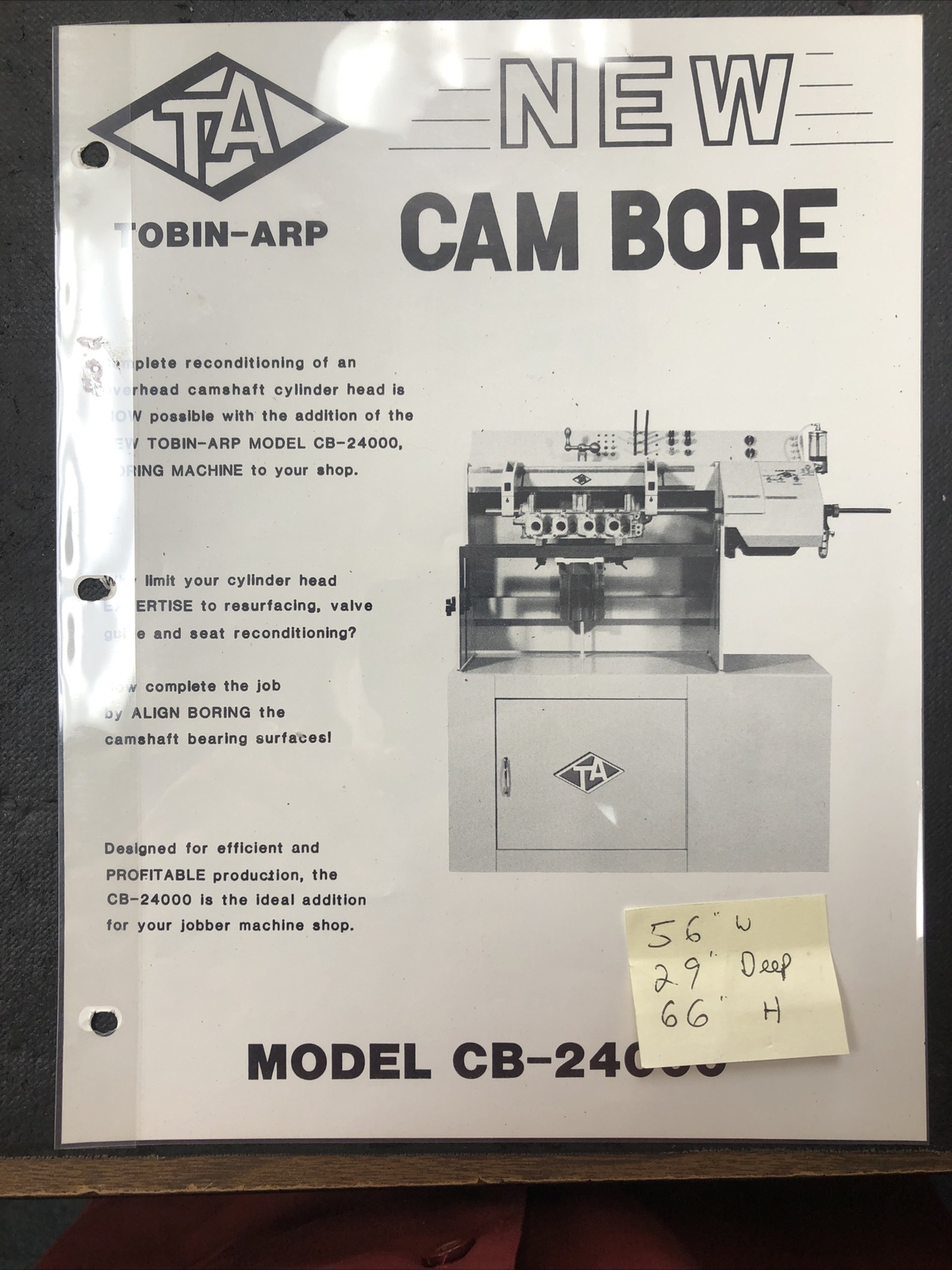 TOBIN-ARP MFG CO HEAD BORING MACHINE CB24000 RECONDITIONED READY TO RUN ...