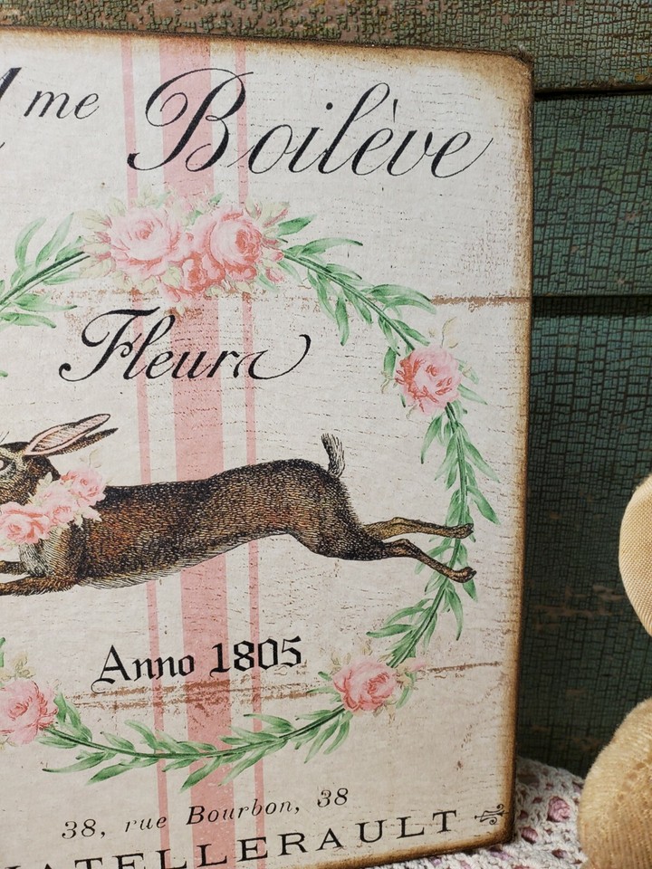 VINTAGE PRIMITIVE FRENCH SHABBY VICTORIAN STYLE PINK BUNNY RABBIT ...