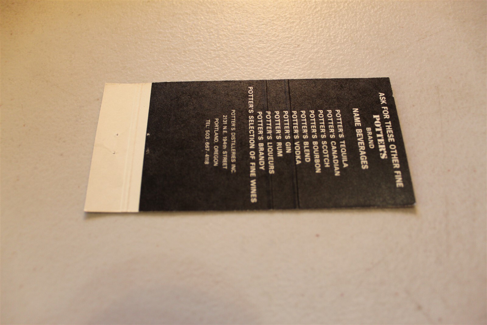 POTTER'S EXTRA DRY LONDON DRY GIN MATCHBOOK COVER | eBay