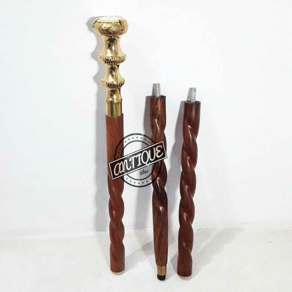 Beautiful Walking Canes For Mother/Women/Girl Shiny Brass Handle Wood ...