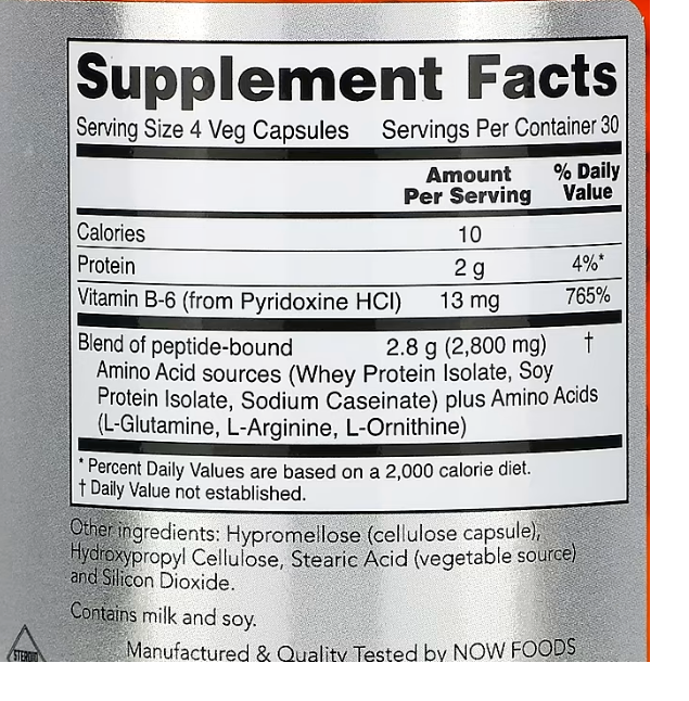 Now Foods Amino Complete 120Caps L-Tryptophan/L-Arginine/L-Ornithine/L ...