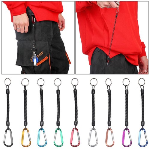 Phone Keychain Camping Carabiner Spring Elastic Rope Portable Fishing ...