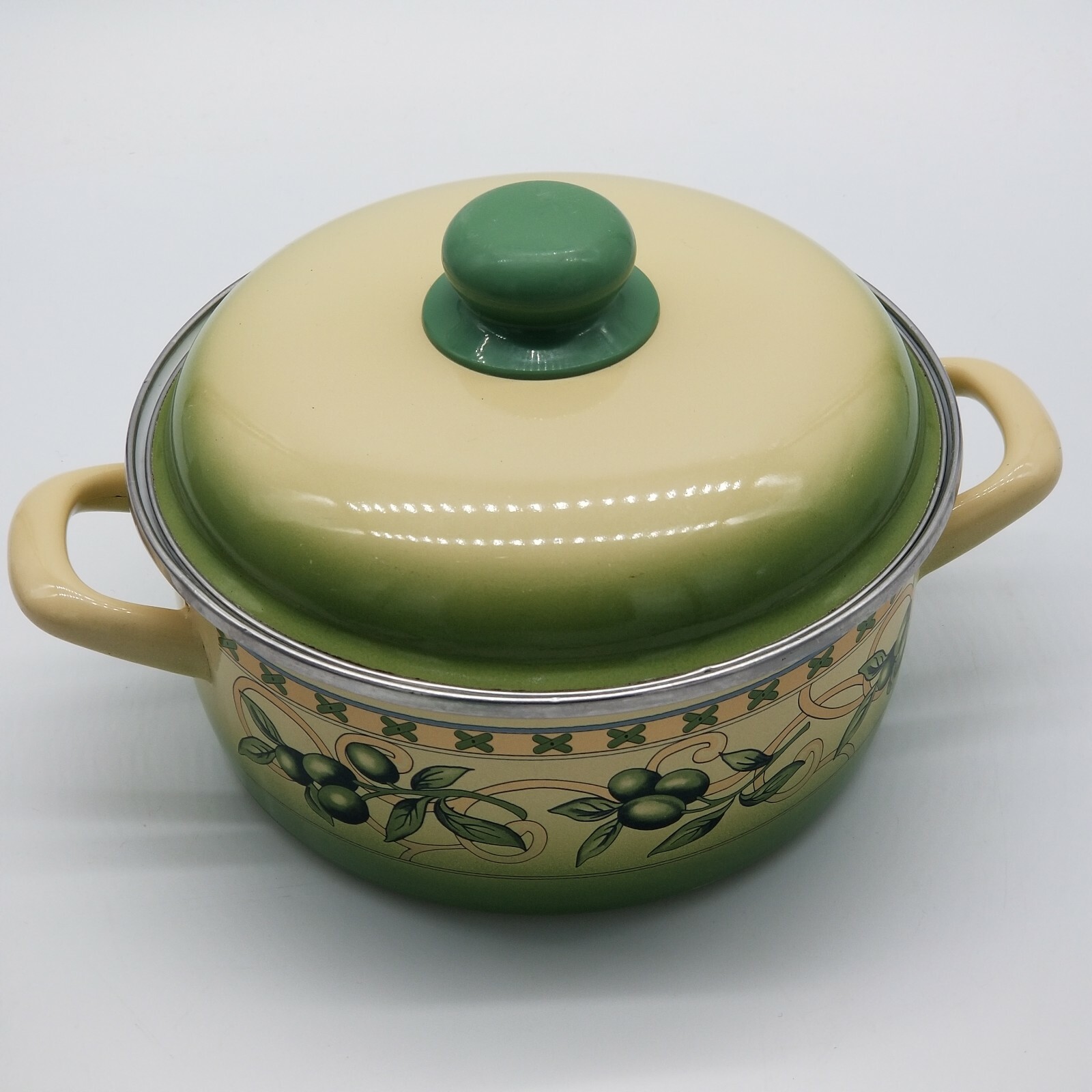 Enameled Steel Olive Pattern Stock Pot Metalac Made in Serbia | eBay