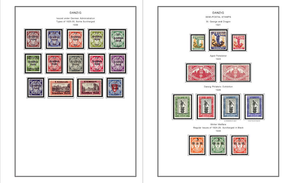 COLOR PRINTED DANZIG / GDANSK 1920-1939 STAMP ALBUM PAGES (45 ...