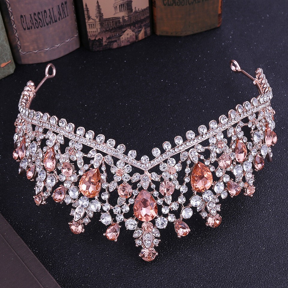 41 Styles Rose Gold Crystal Queen Princess Tiara Crown Wedding Adult ...