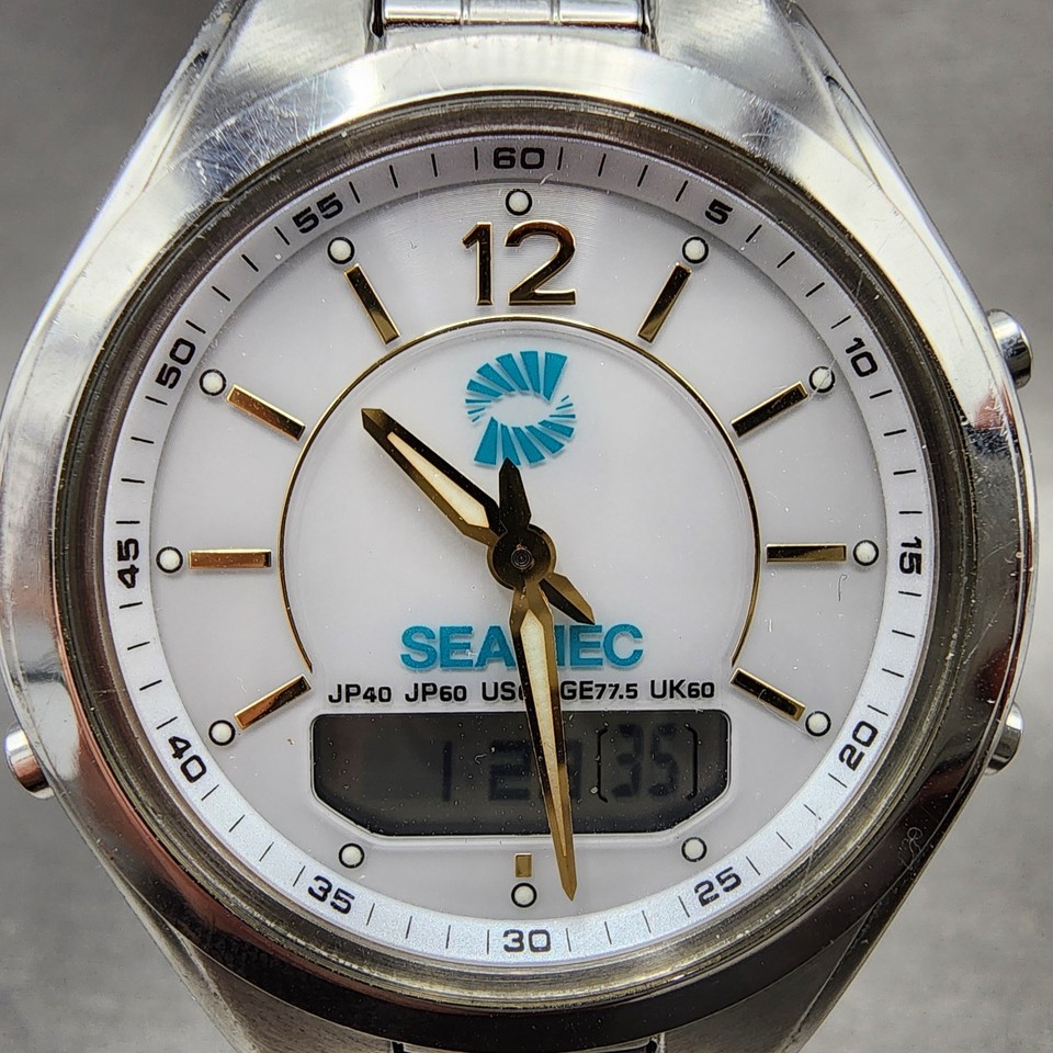Casio Lineage LCW-M200 Watch Men 38mm White Dial Steel Analog Digital ...