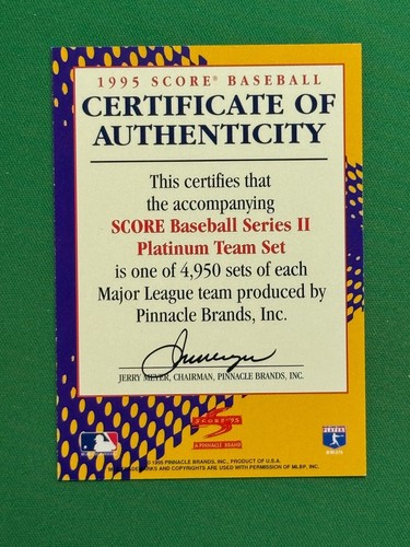 1995 Score Baseball #NNO Series 2 Platinum Team Set COA /4950 | eBay