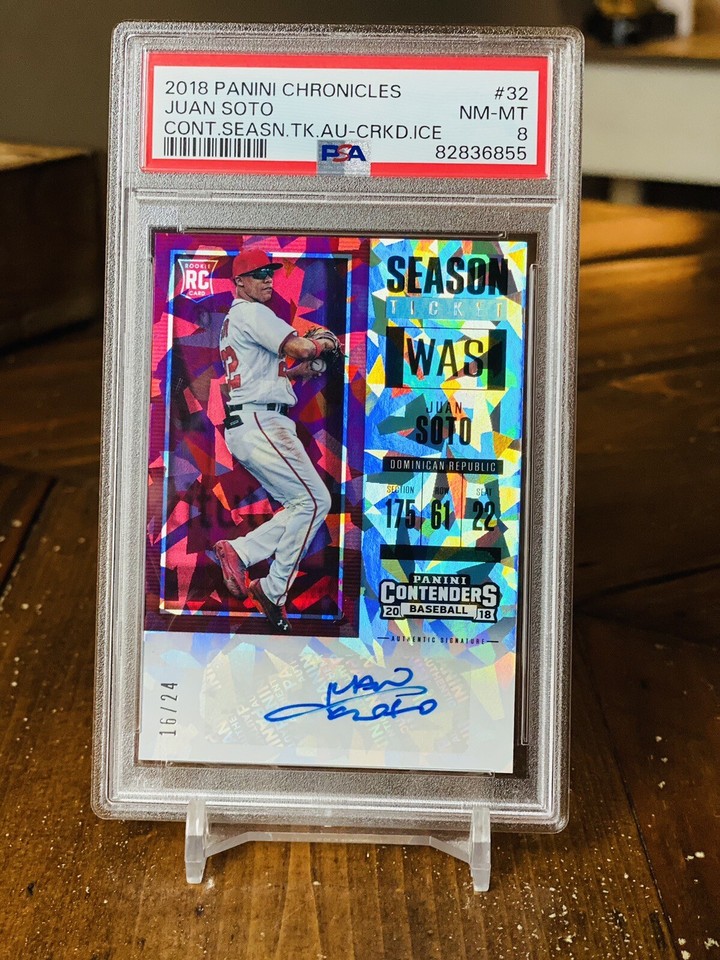 2018 Juan Soto RC Cracked Ice /24 Auto Contenders Season Ticket ...