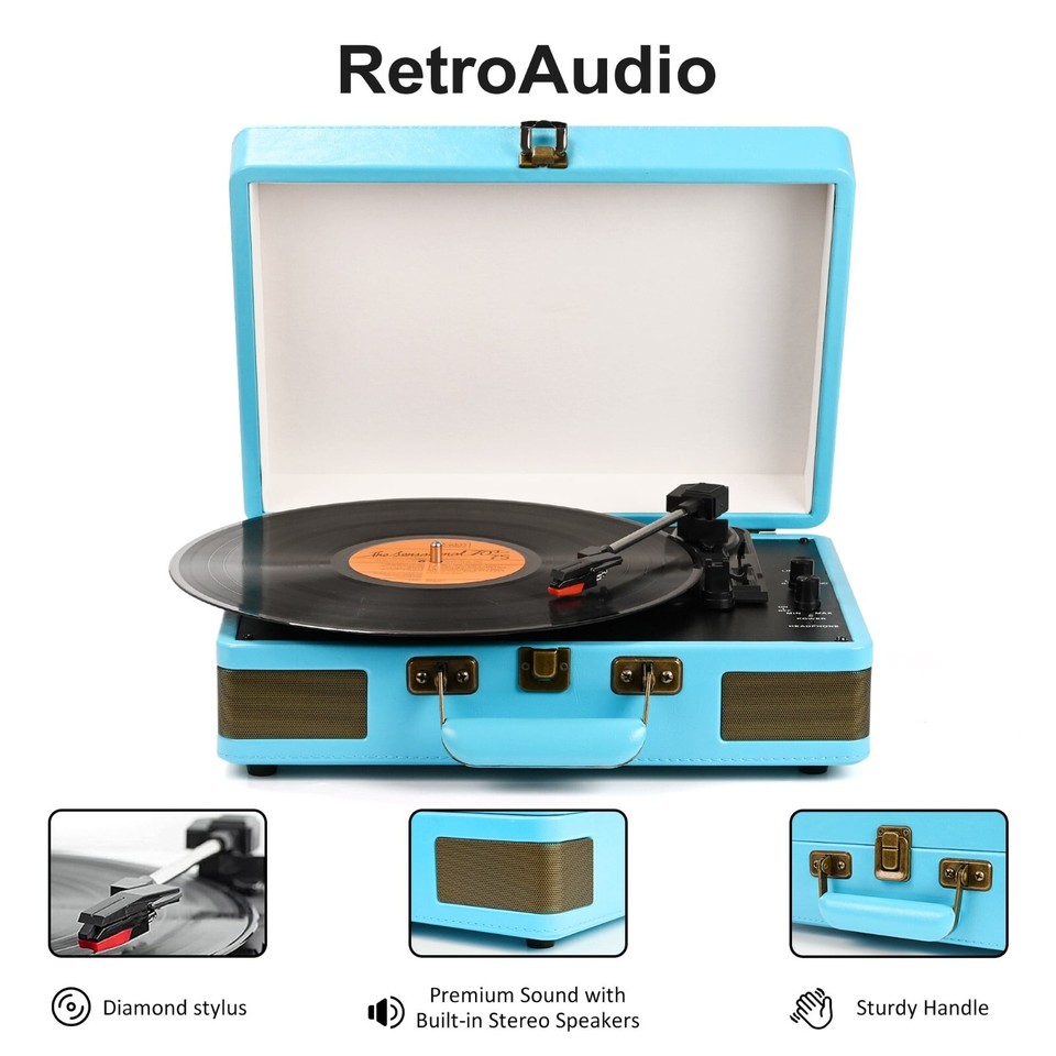 Record Player Turntable Portable Suitcase Vinyl Record Player Stereo | eBay