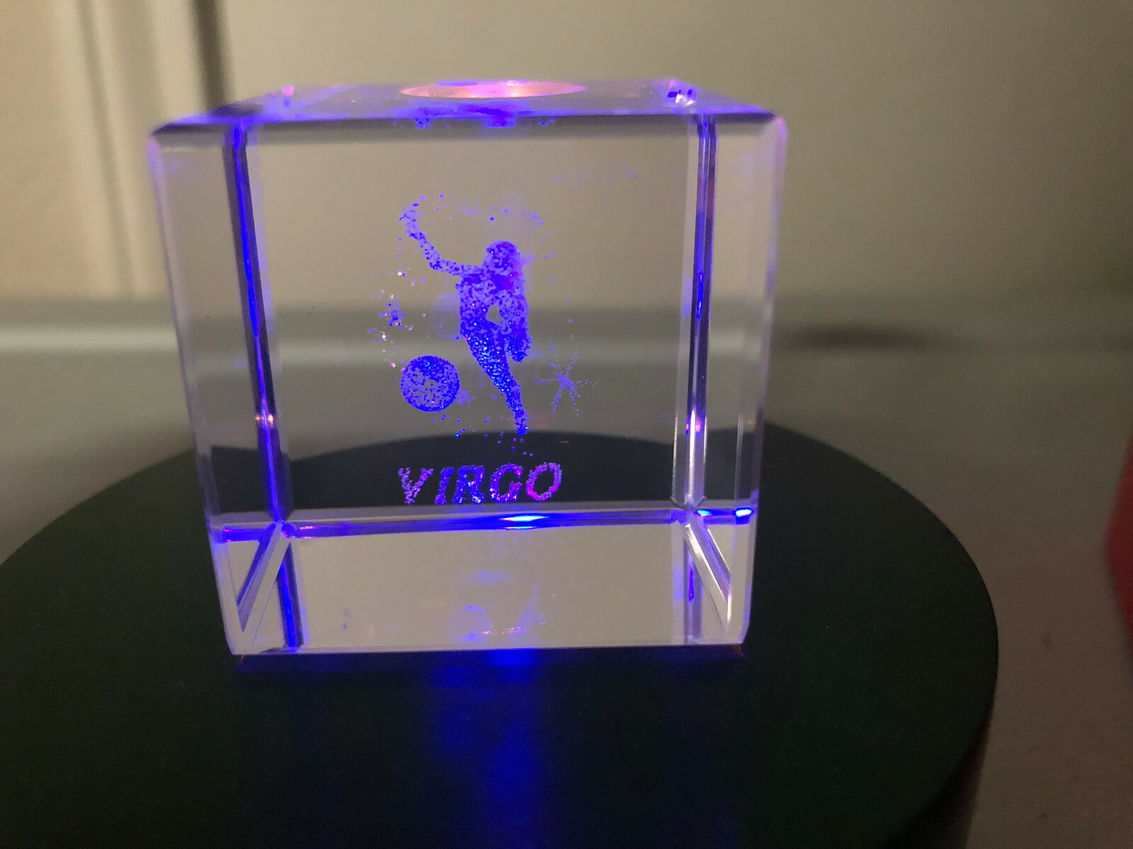 Virgo Zodiac Sign Etched in 3D Crystal Glass with LED Color Changing ...