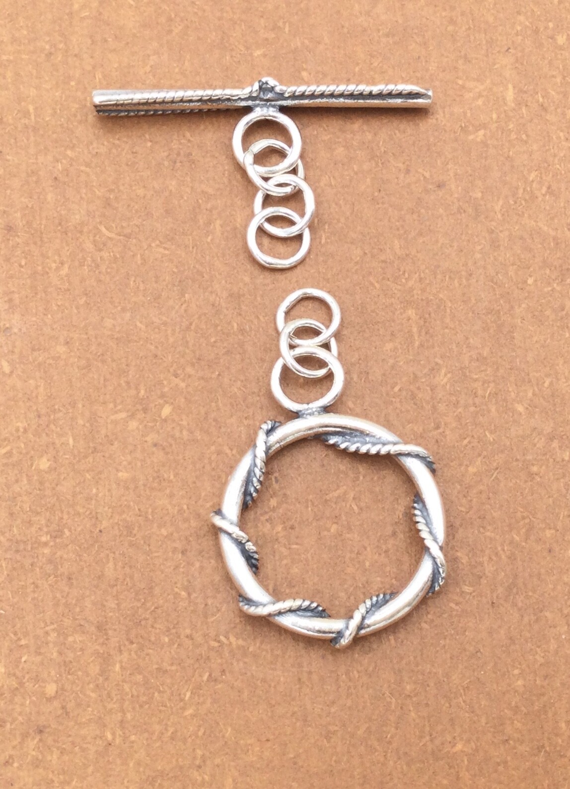 1 Set Crafted 925 Sterling silver twist toggle clasps-With free 5 jump ...