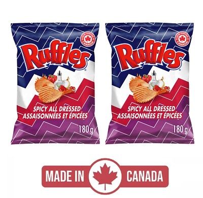 2-Pack Ruffles Spicy All Dressed Chips (180g) Made in Canada Bags Snack ...