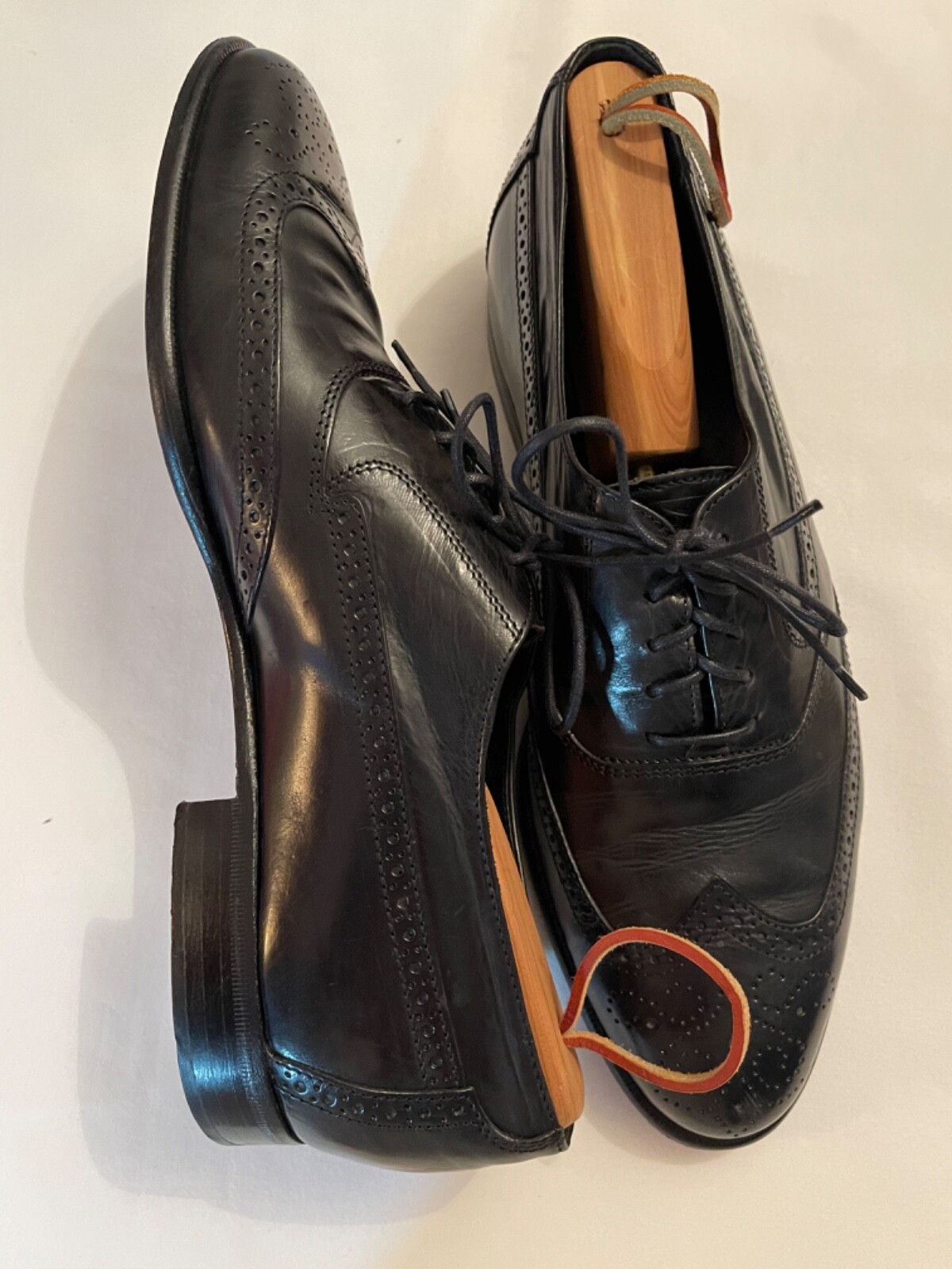 Johnson Murphy Black Leather Wingtip Men’s Italy Shoe… - Gem