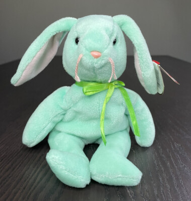 1996 Ty Beanie Baby Hippity Mint Green Bunny Rabbit Plush Toy P.V.C ...