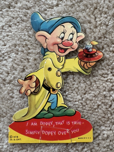 VTG 1938 DISNEY SNOW WHITE SEVEN DWARFS DOPEY MECHANICAL VALENTINE'S ...