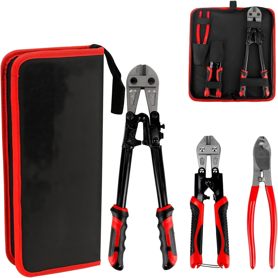 3-Piece Bolt Cutter Set, 14" Heavy Duty, 8" Mini Bolt Cutter & Wire ...