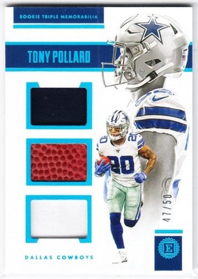 2019 Panini Encased Tony Pollard Rookie Triple Memorabilia Sapphire /47 ...