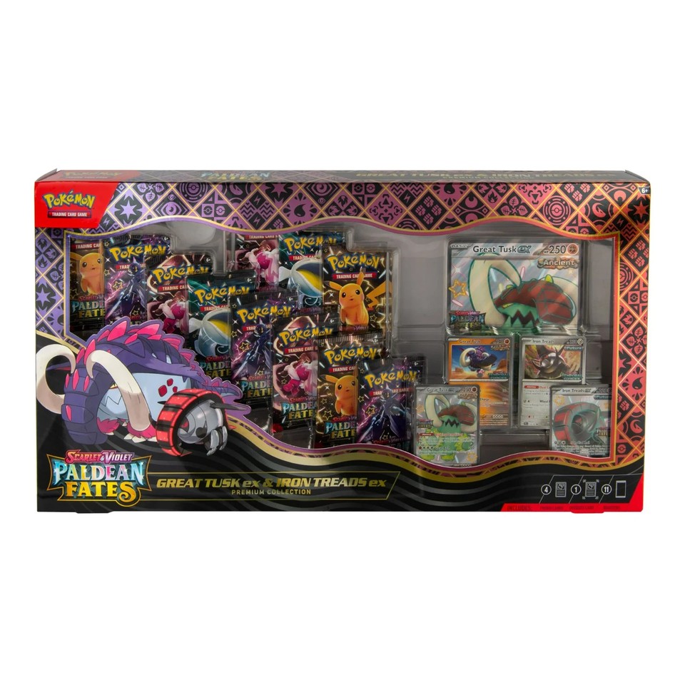 Pokemon TCG Paldean Fates Great Tusk ex & Iron Threads ex Premium ...