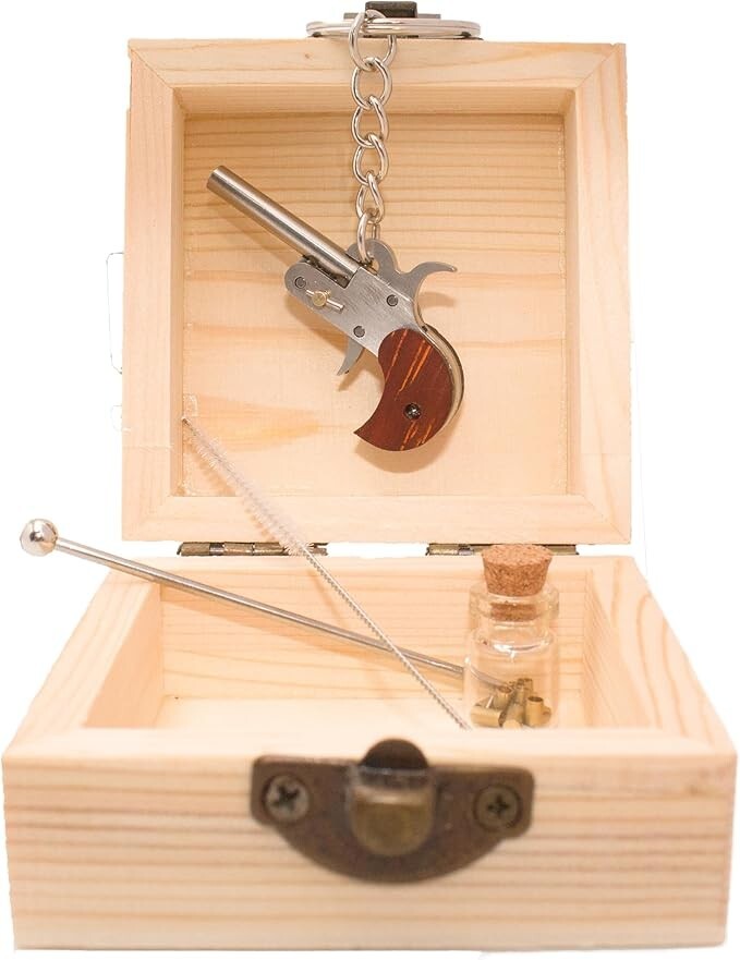 Miniature 2mm Pinfire Gun Key chain Model with Bullet Shells berloque ...