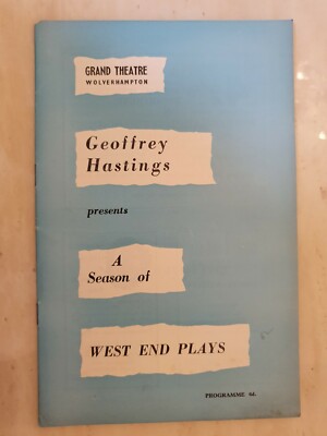 THEATRE PROGRAMME FLY AWAY PETER ANTHONY VERNER DIANE APPLEBY MARIAN ...