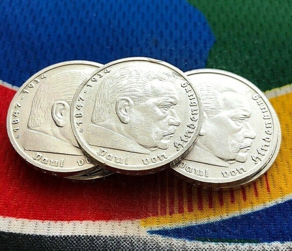 Germany 1939 B 5 Mark WW2 German Silver Coin Third Reich Reichsmark UNC ...