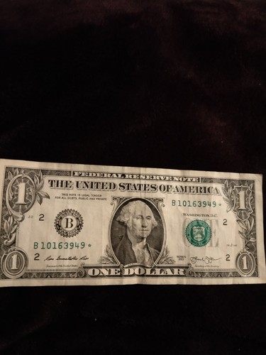 2013 One Dollar Bill Star Note Fancy Serial Number B series Duplicate ...