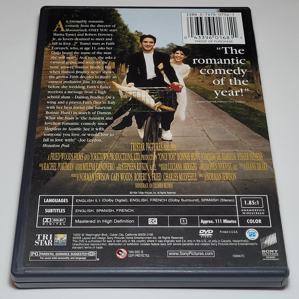 Only You (DVD, 1994) Marisa Tomei Robert Downey Jr. Free 1-Day Shipping ...