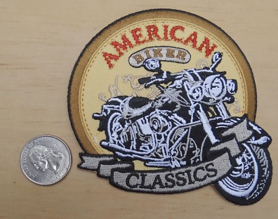 AMERICAN BIKER " CLASSICS " IRON-ON / SEW-ON EMBROIDERED PATCH 3.75x4 ...