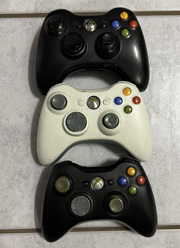 3 X Genuine Microsoft Xbox 360 Wireless Controllers Black & White Working! | eBay