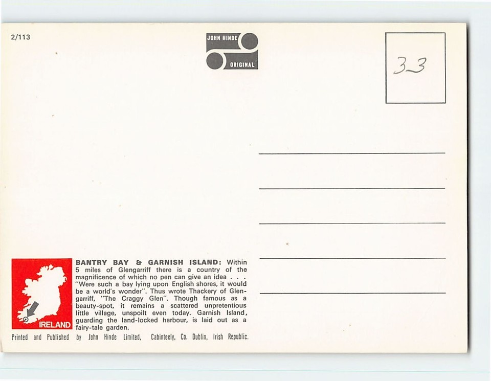 Postcard Bantry Bay Showing Garnish Island Glengarriff Co. Cork Ireland ...