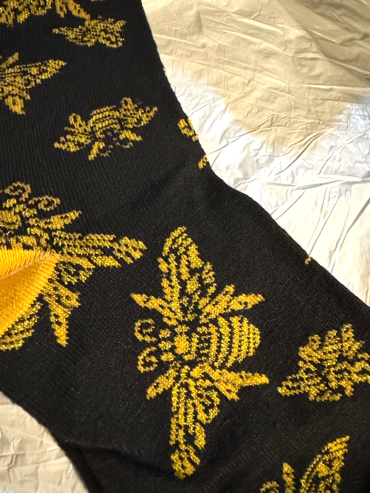Bees Crew Socks Black Bumble Bee Happy Sock Pollinator Fashion Women's ...