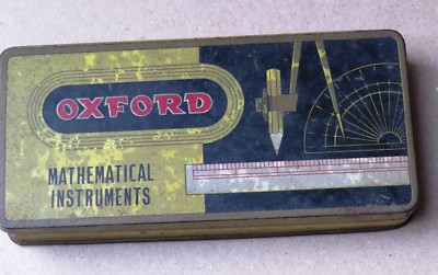 Vintage engineer Tin Box ADV OXFORD MATHEMATICAL INSTRUMENTS PRODUCT ...
