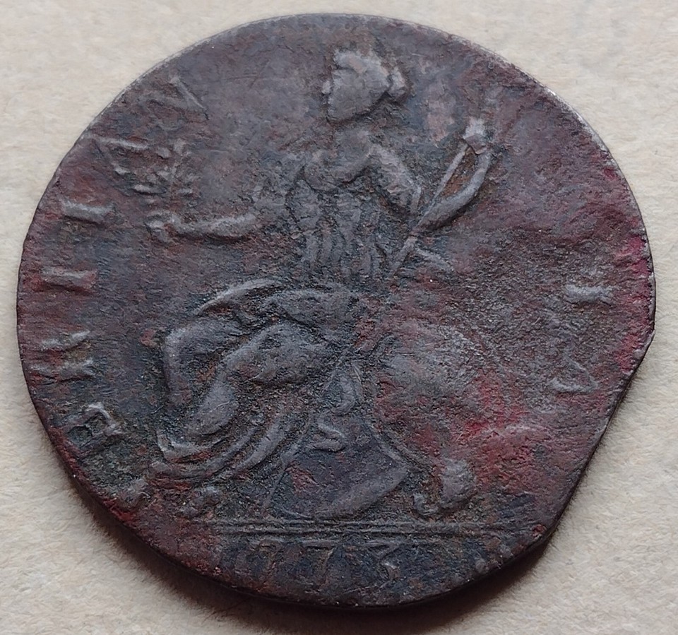 George III, colonial, non-regal or evasion halfpenny 1773 'Coin Y' | eBay