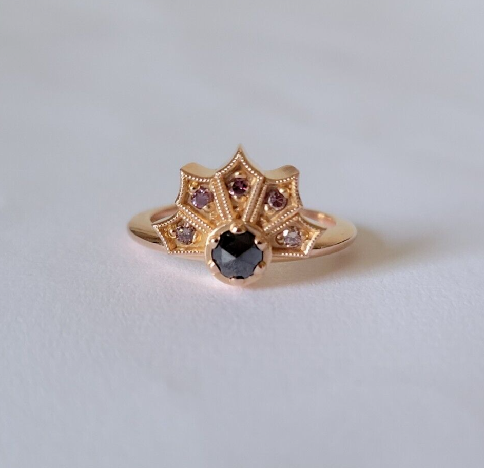 Swank Metalsmithing 14K Rose Gold Black Diamond Purple Diamonds Deco ...