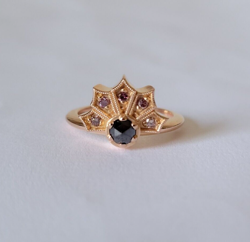 Swank Metalsmithing 14K Rose Gold Black Diamond Purple Diamonds Deco ...