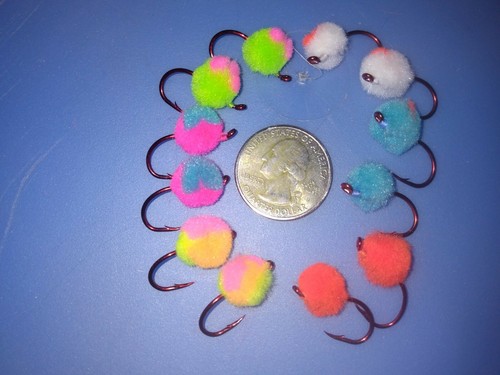 12 each #2 Big Glo Bug egg Yarn Fly Steelhead Trout Salmon #2 | eBay
